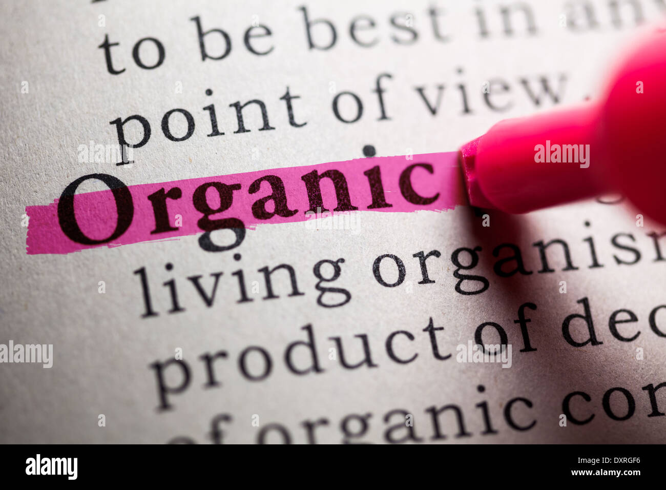 Fake Dictionary, definition of the word organic Stock Photo - Alamy