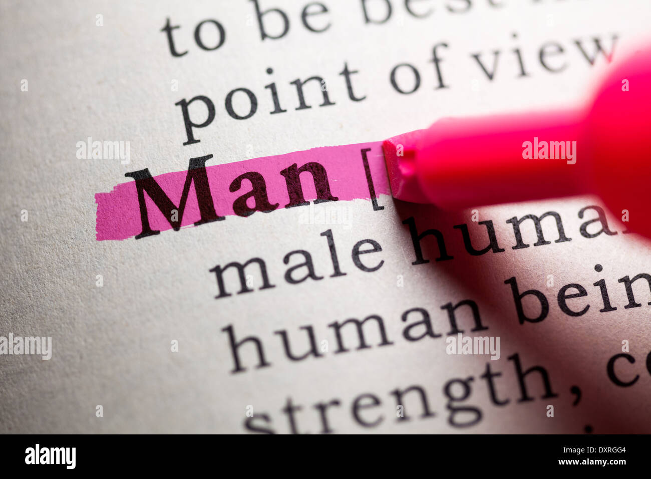 Fake Dictionary, definition of the word man Stock Photo - Alamy