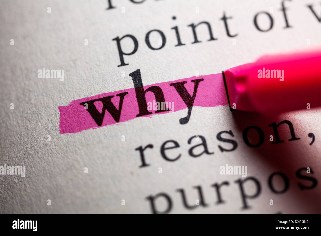 Fake Dictionary, definition of the word why Stock Photo - Alamy
