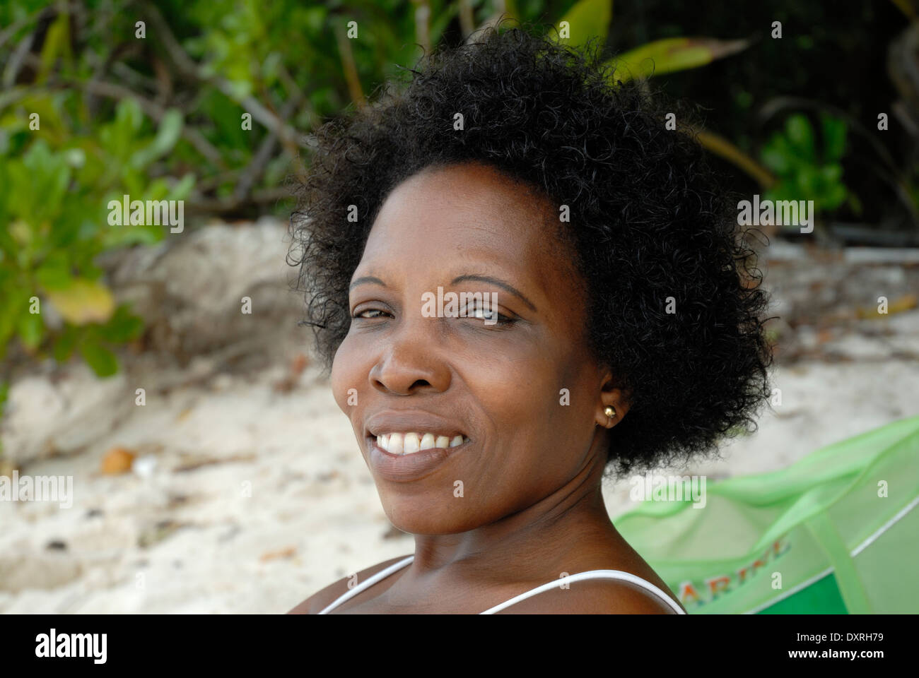 Seychellois Woman on La Digue, Seychelles Stock Photo - Alamy
