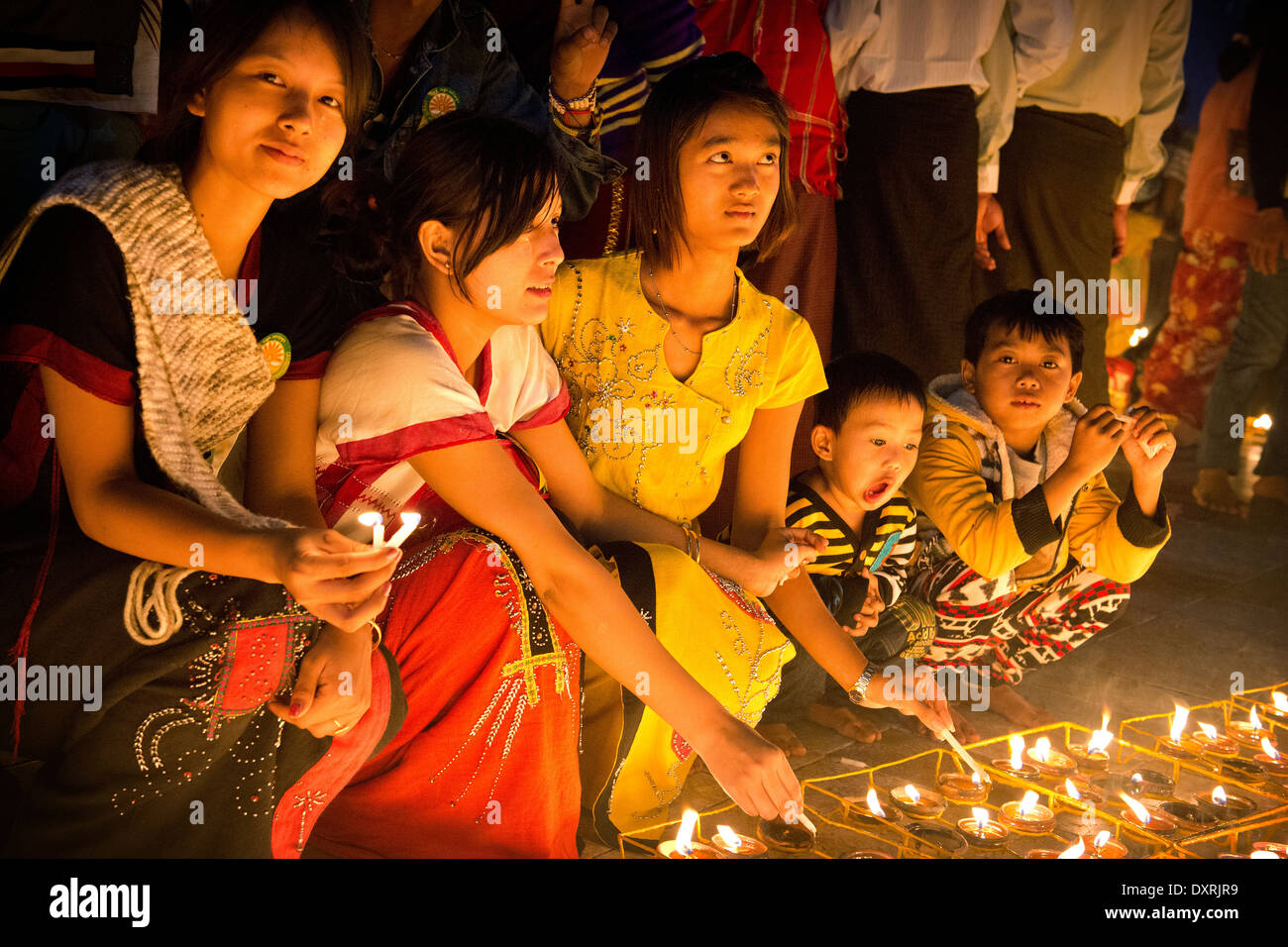 Myanmar, Kyaiktiyo, Golden Rock, Festival of candles Stock Photo - Alamy