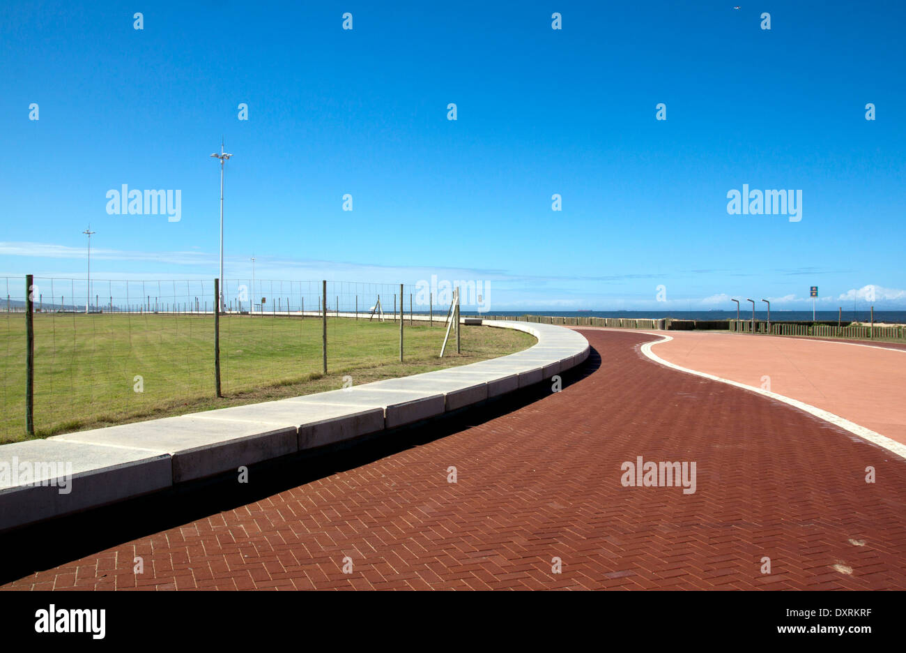 Patterns and textures in landscape of new beach front paved promenade ...