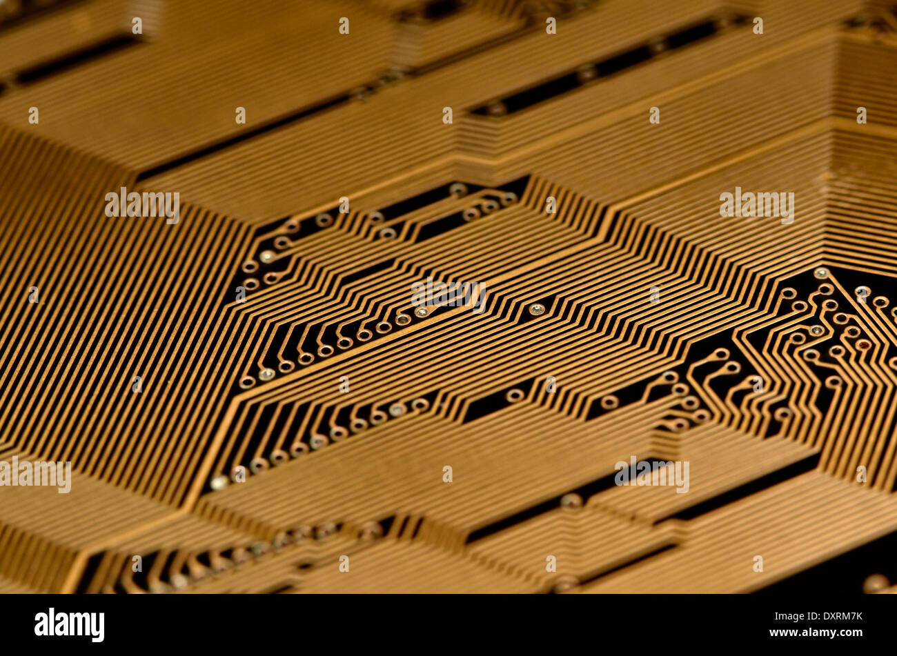 Macro computer circuit board motherboard tracks. FOCUS point details in ...