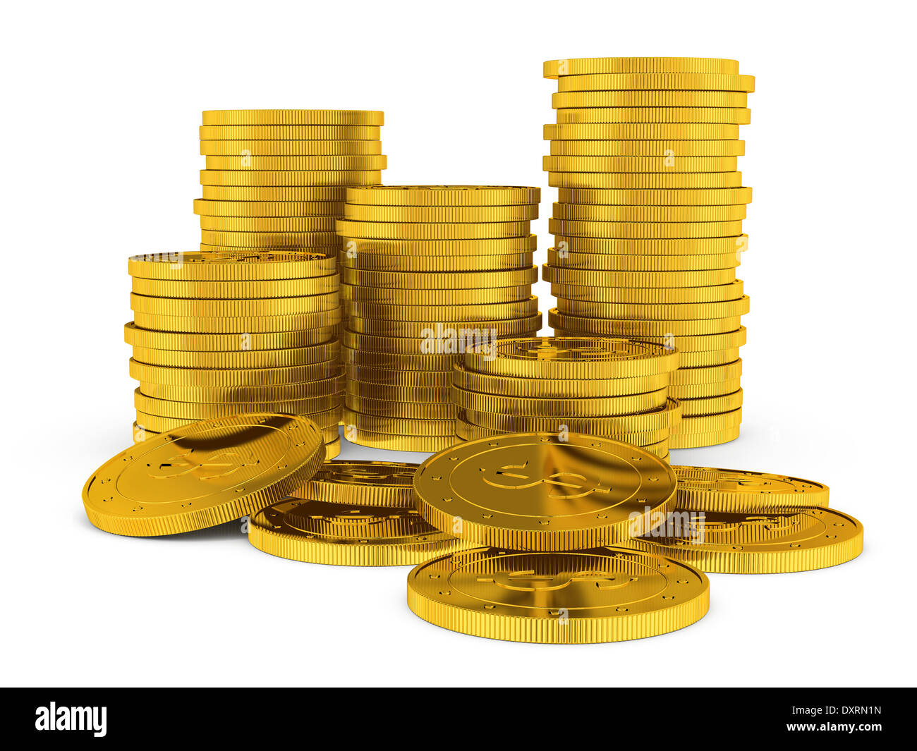 Gold coin. Raster illustration isolated Stock Photo - Alamy