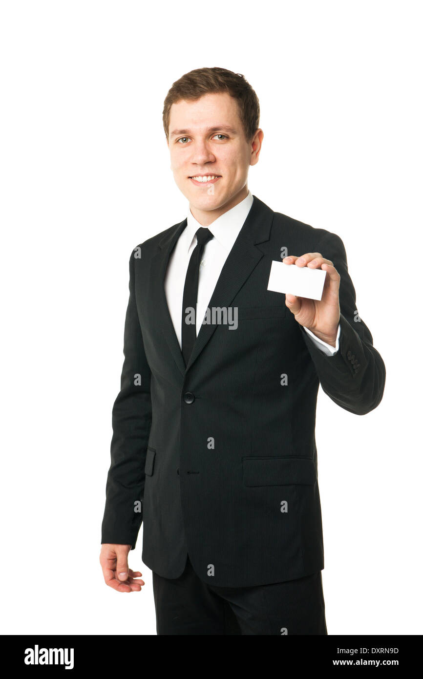 business man show card isolated on white background Stock Photo - Alamy