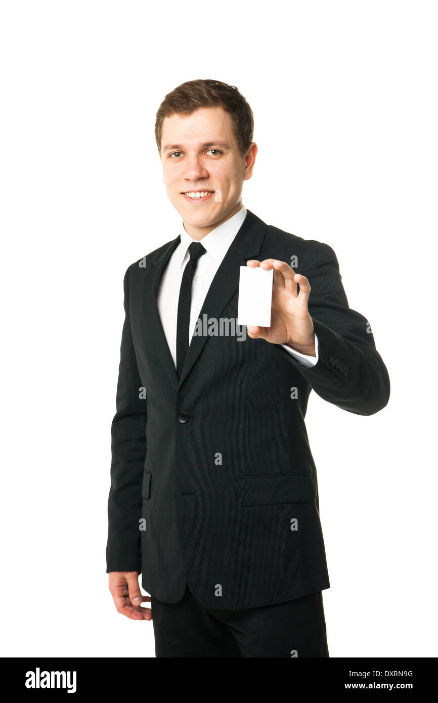 business man show card isolated on white background Stock Photo - Alamy