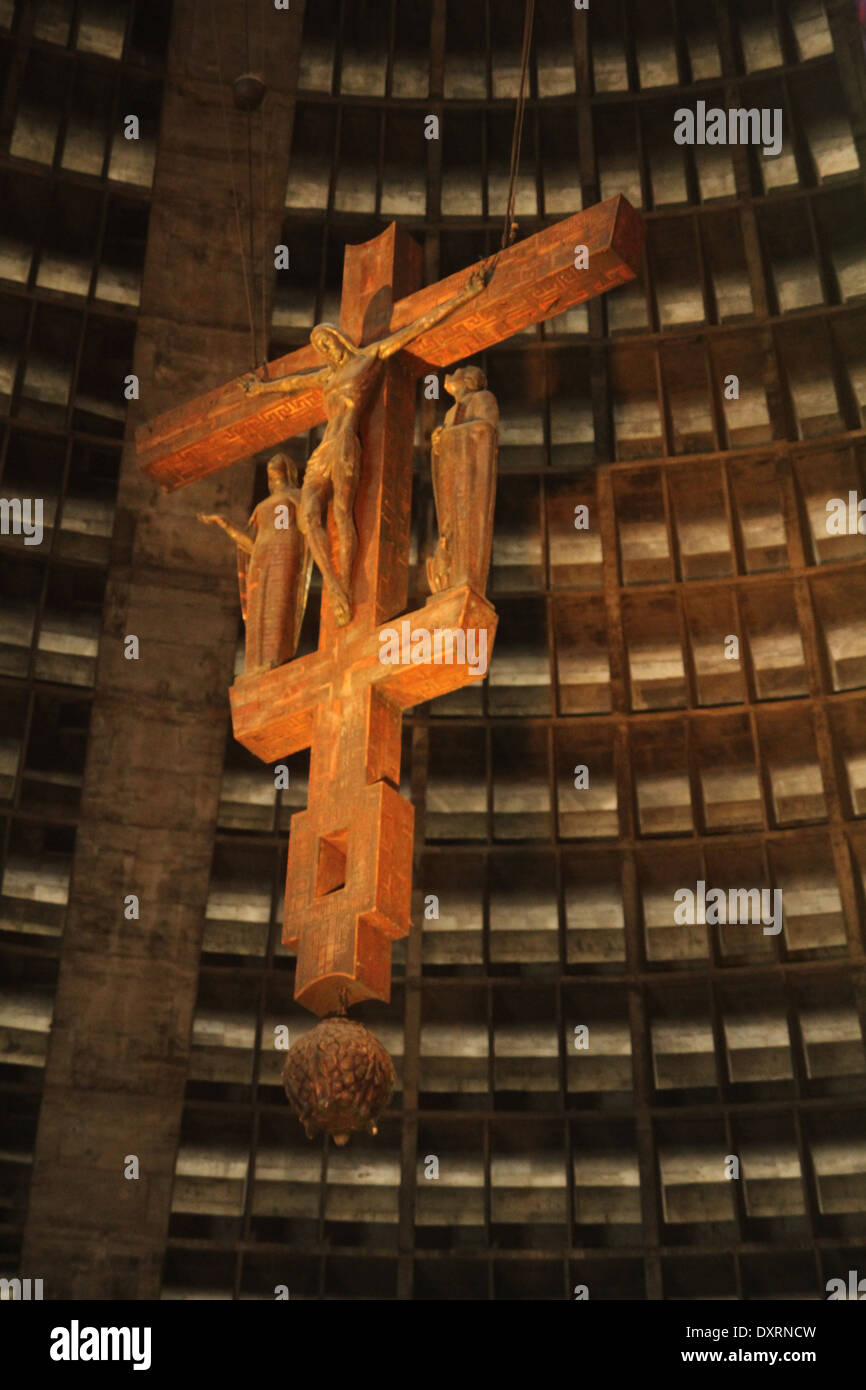 A large wooden crucifix which adorns the centre of the Metropolitan ...