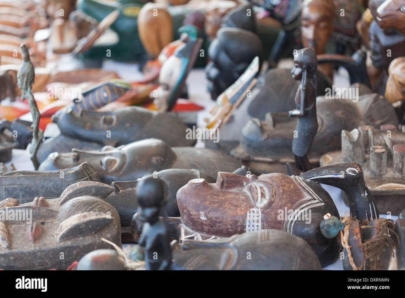 A collection of wooden African masks Stock Photo - Alamy