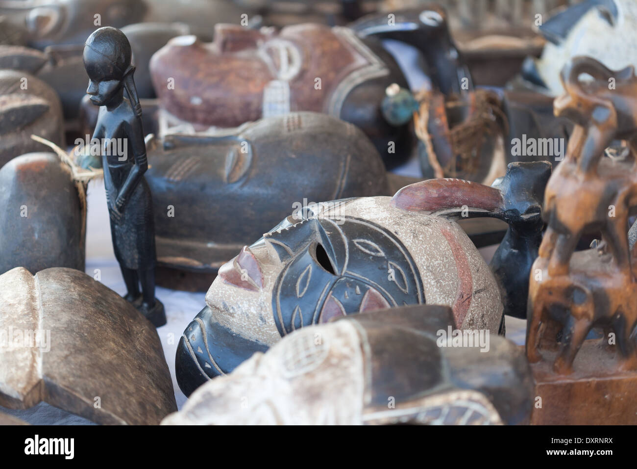 A collection of wooden African masks Stock Photo - Alamy