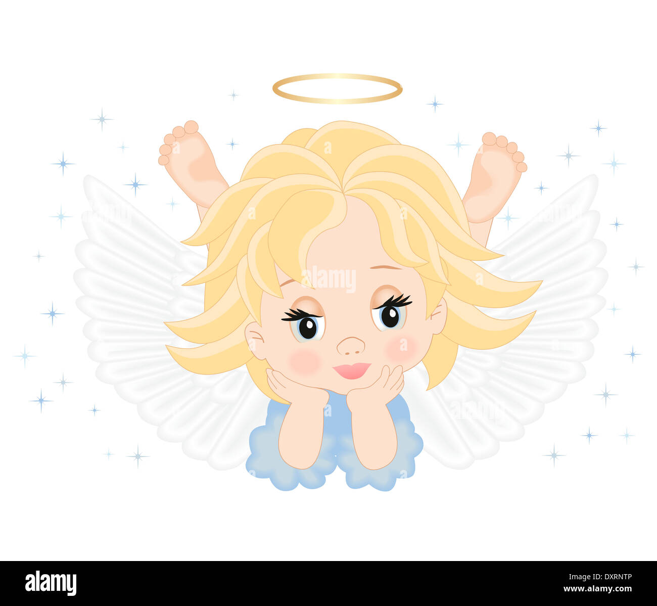 little angel in blue dress isolated on white background Stock Photo - Alamy