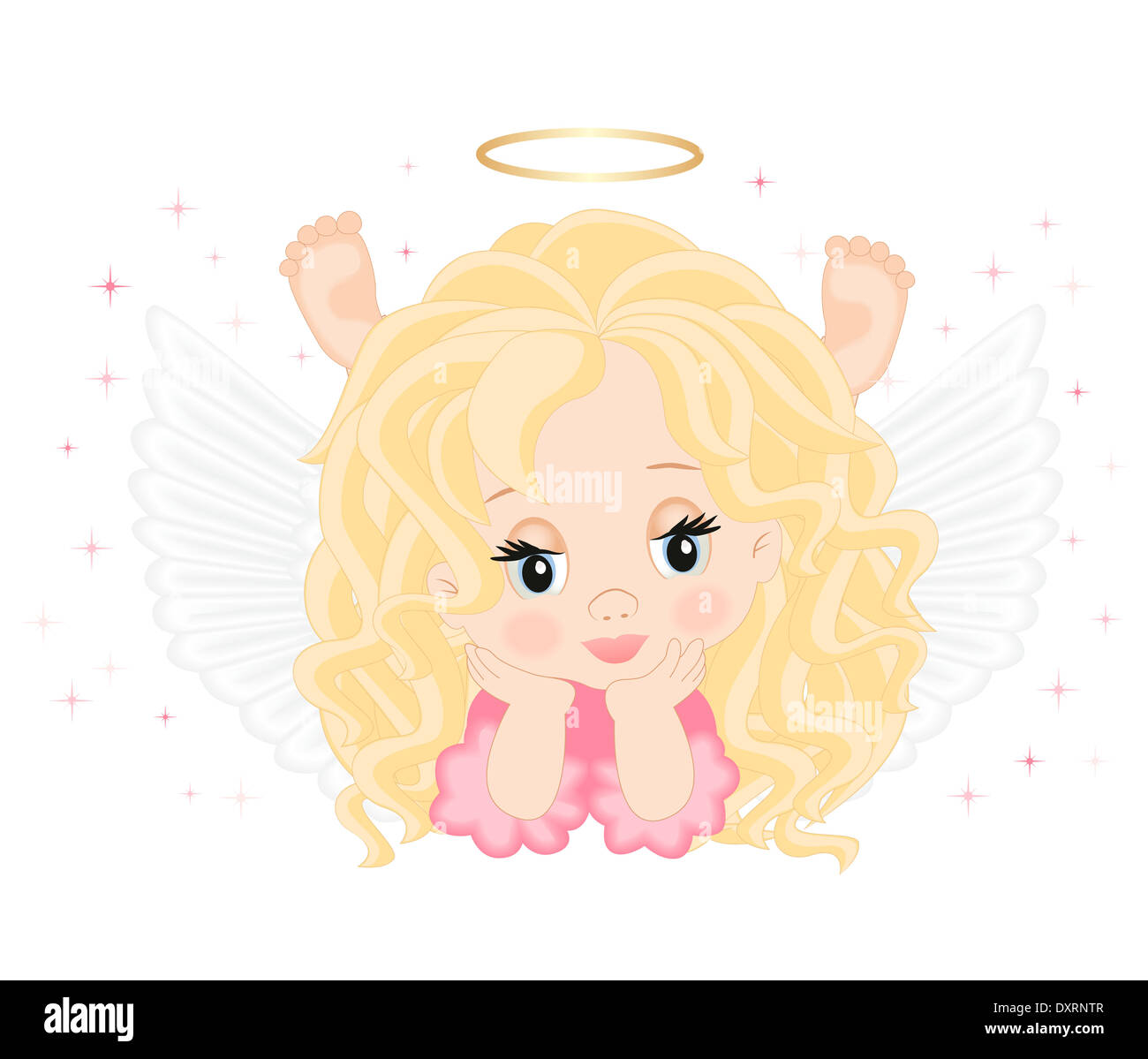 little angel in pink dress isolated on white background Stock Photo - Alamy