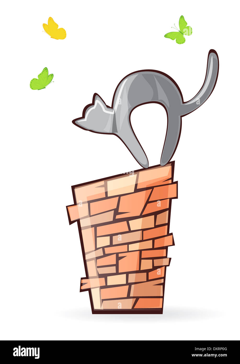 cats sit on a pipe and look at butterflies Stock Photo - Alamy