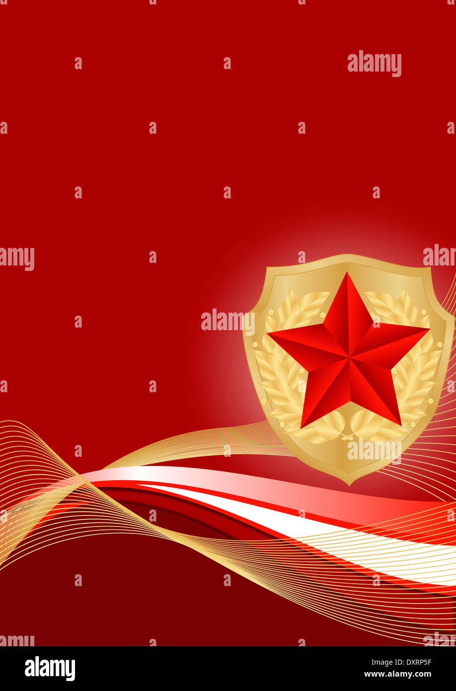 greeting card with ribbons and red stars Stock Photo - Alamy