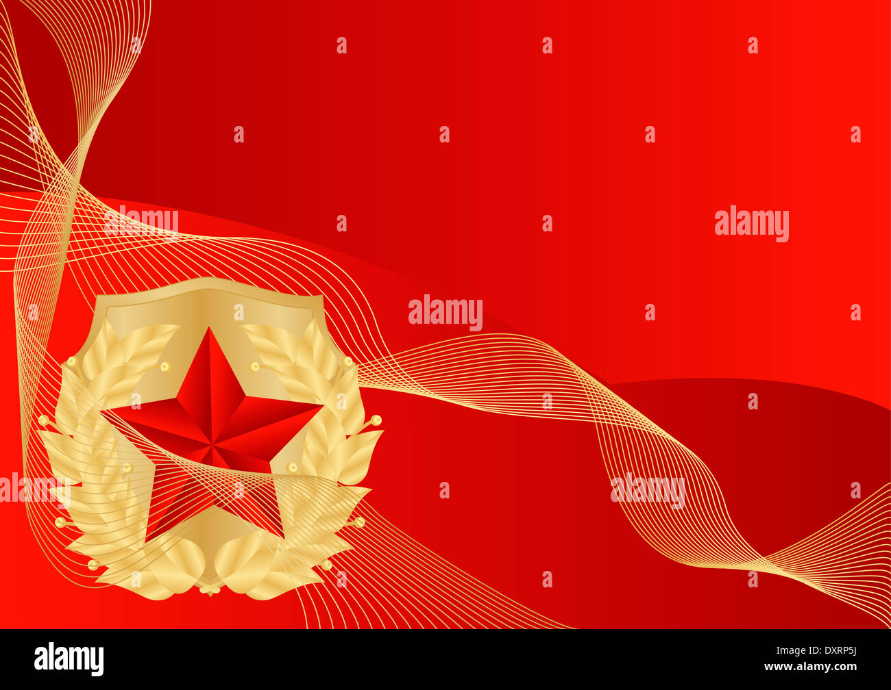 greeting card with ribbons and red stars Stock Photo - Alamy