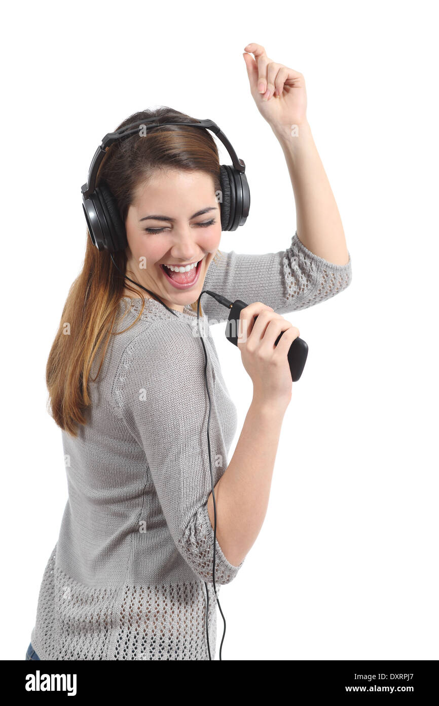 Girl Listening Music And Dancing