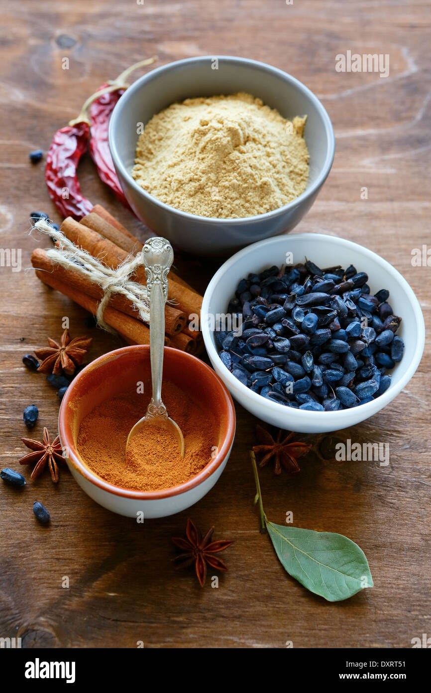 set of fragrant spices, food closeup Stock Photo - Alamy
