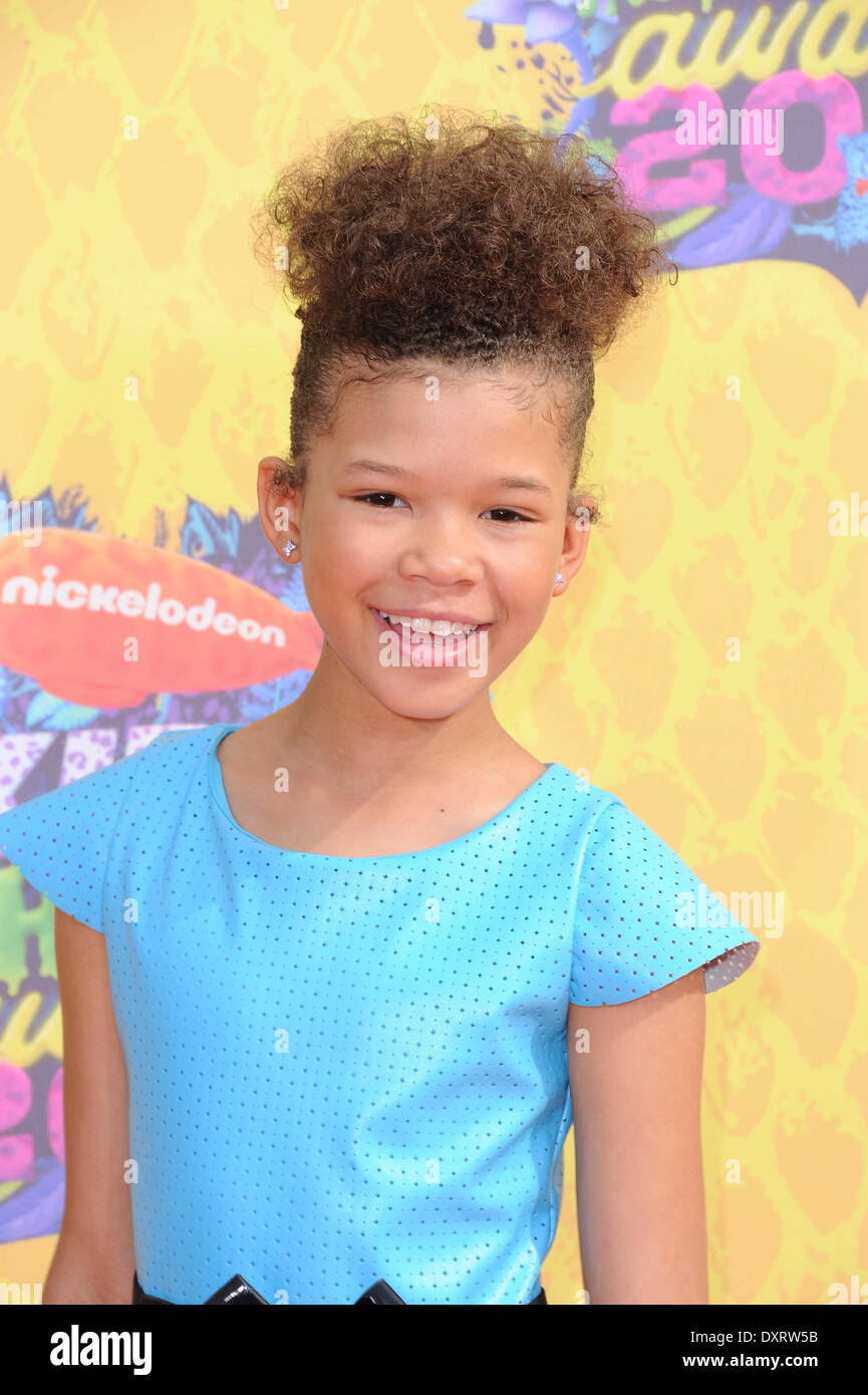 Actress Storm Reid arrives on the orange carpet of Nickelodeon's 27th ...