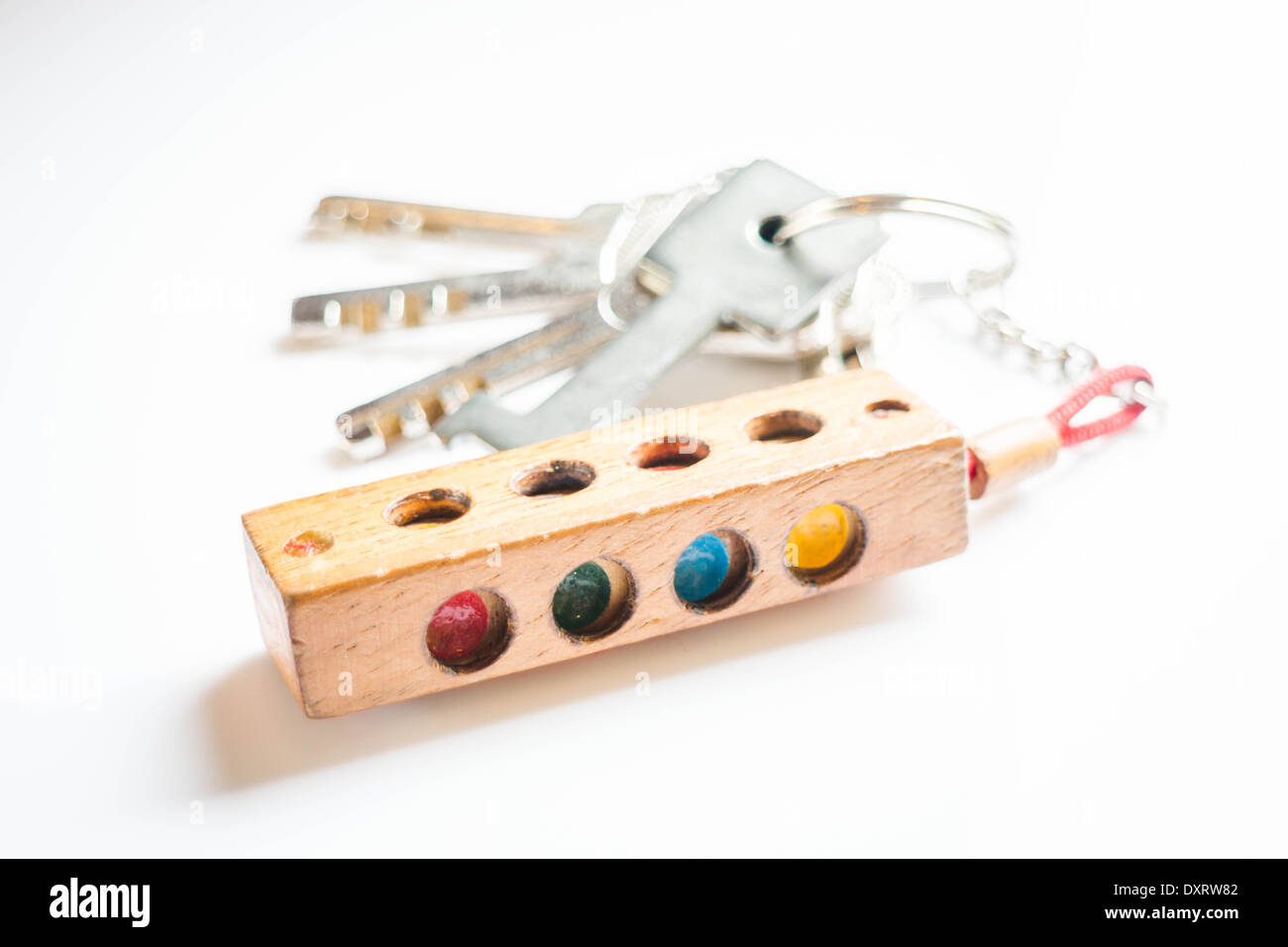 Wooden bunch of keys isolated on white background, stock photo Stock ...