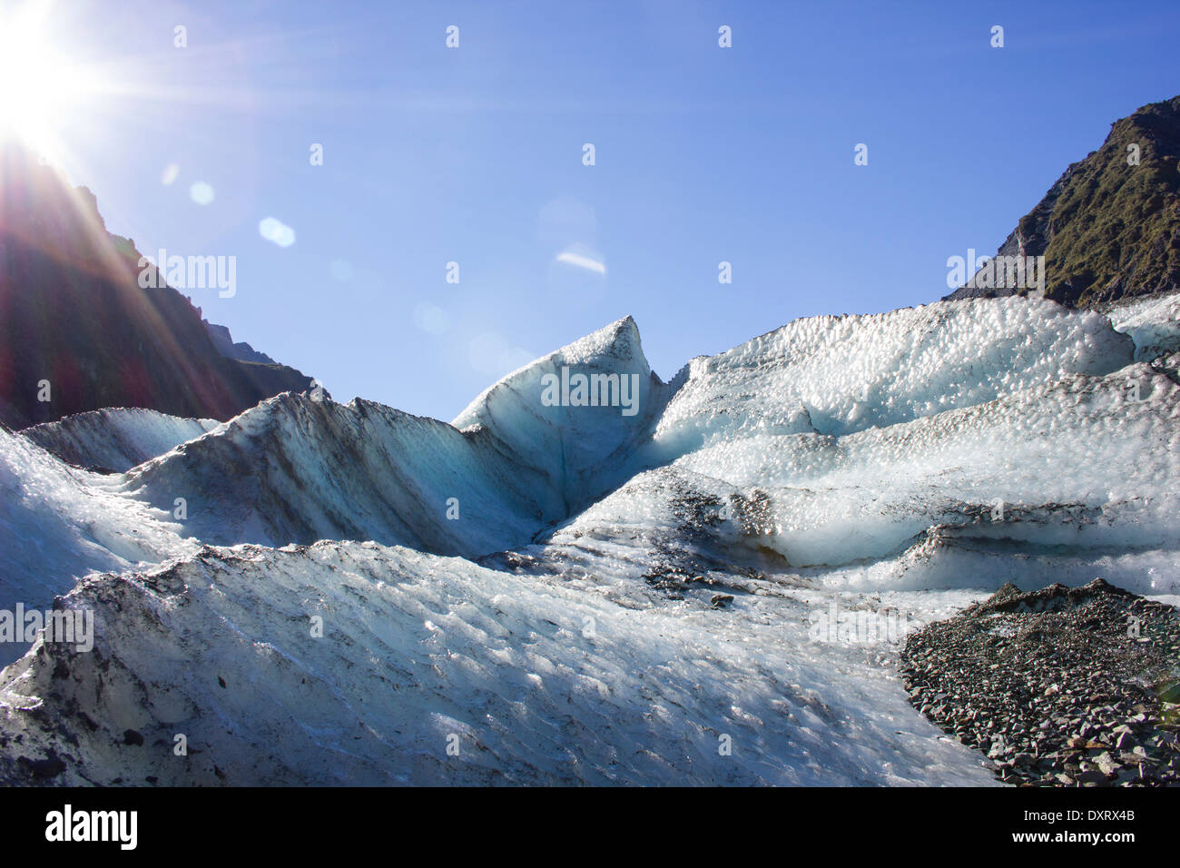 Ice cap glacier at Fox Glacier in south island New Zealand march 2014 ...