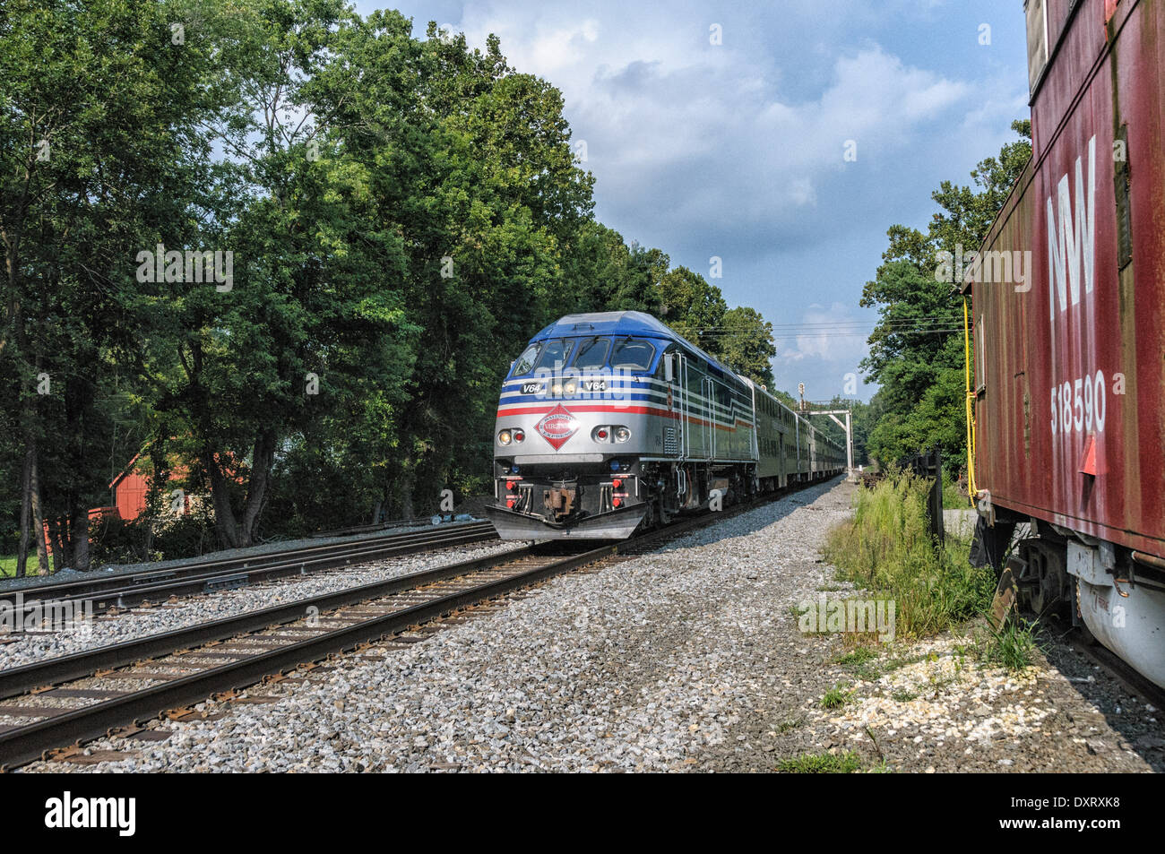 VRE MP36PH-3C Locomotive No 64 passing Clifton, Virginia Stock Photo ...