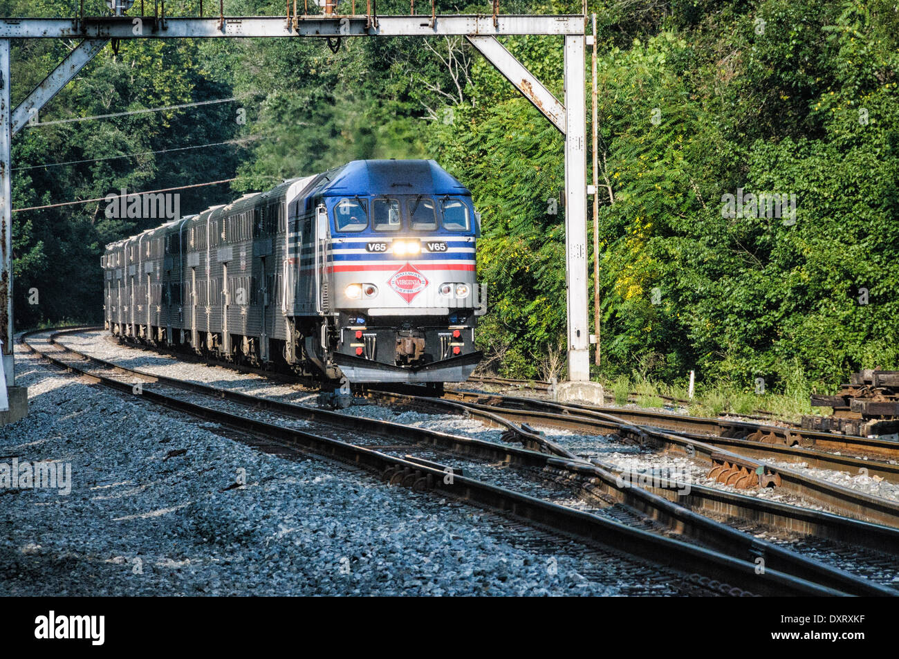 VRE MP36PH-3C Locomotive No 65 passing Clifton, Virginia Stock Photo ...