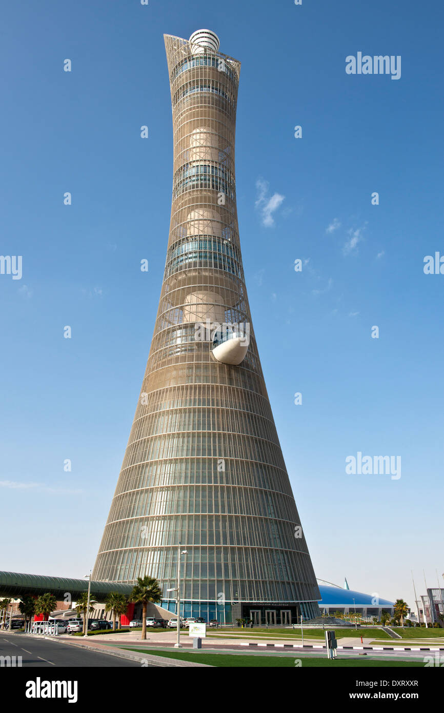 Qatar, Doha, The Aspire Tower in Doha Sports City Complex Stock Photo ...