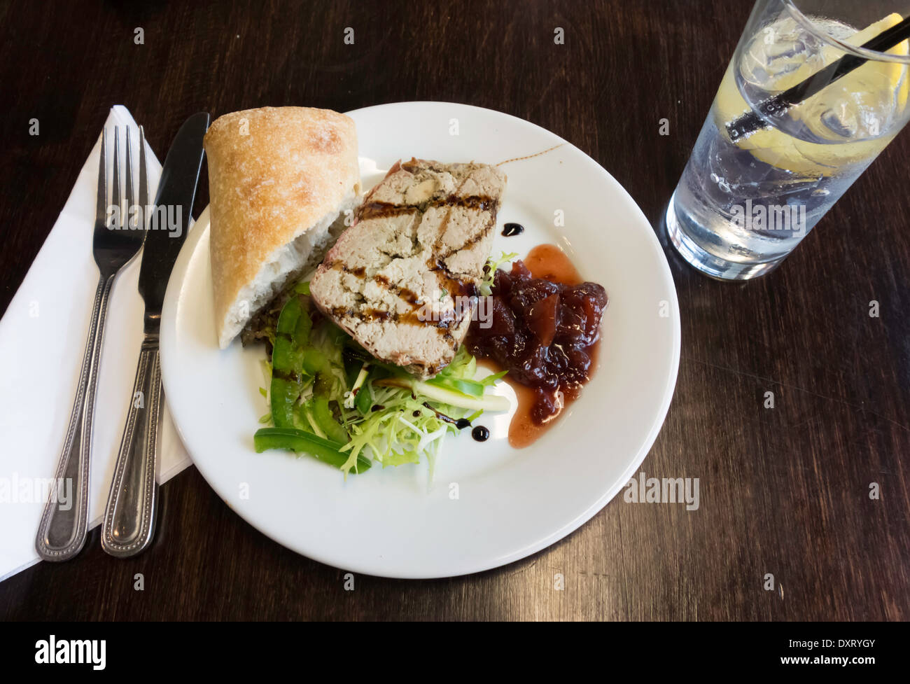 Lunch time snack meal deli terrine home made chicken and ham pate ...