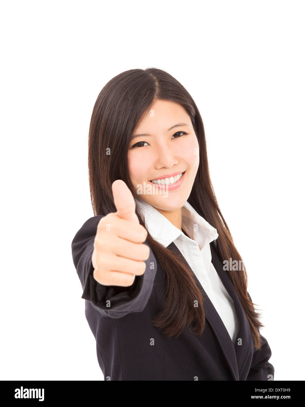 Thumb up girl isolated black background hi-res stock photography and ...