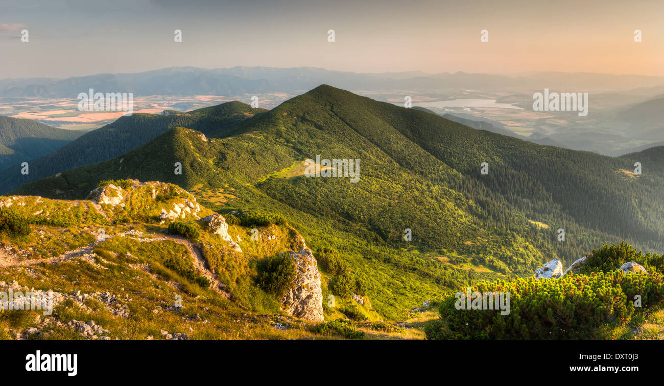 landscape, view from Sivy vrch towards Ostra Peak, Low Tatra Mountains ...