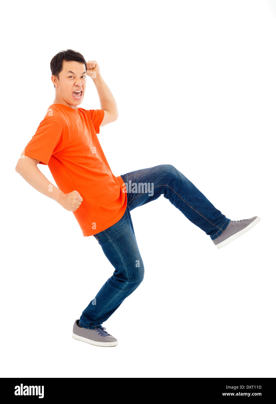 Young man make a funny pose Stock Photo - Alamy