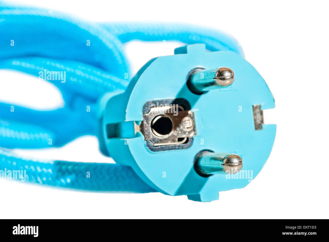 blue electric plug on a white background Stock Photo - Alamy