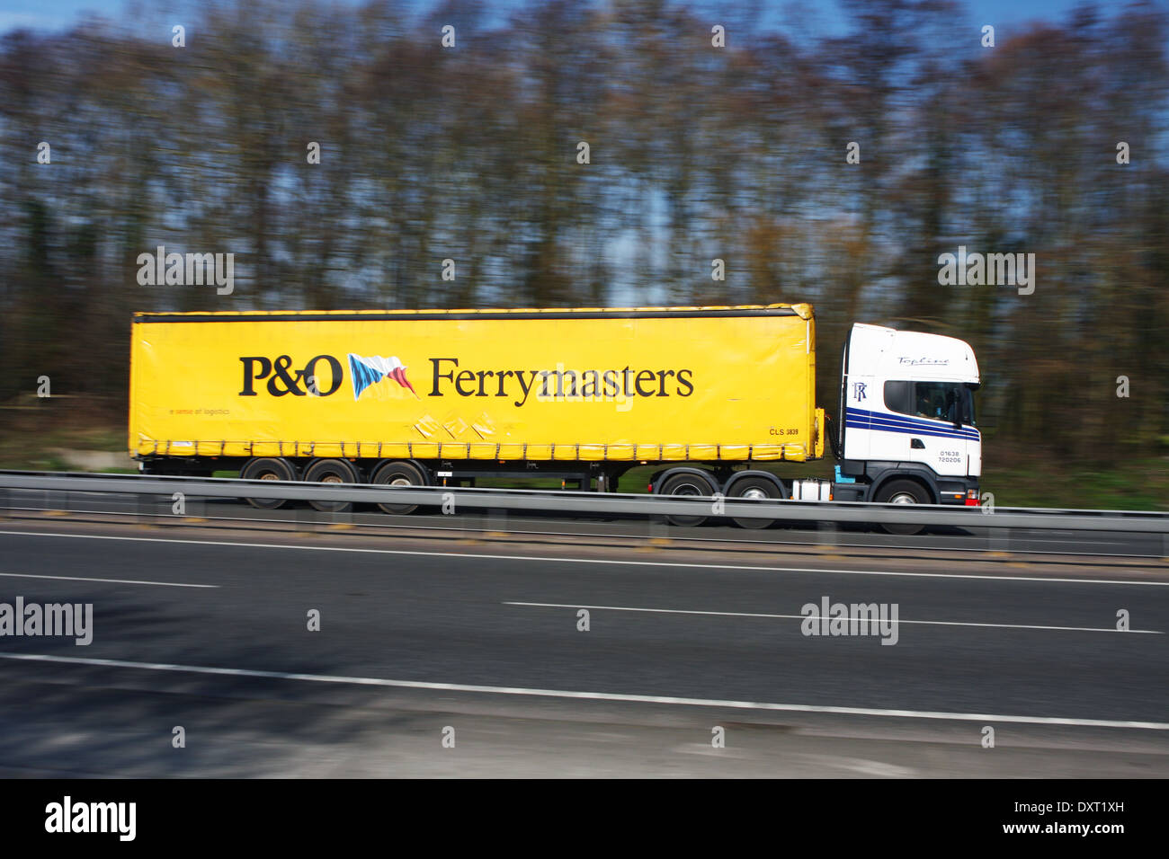 A P&O Ferrymasters truck traveling along the A12 dual carriageway in ...