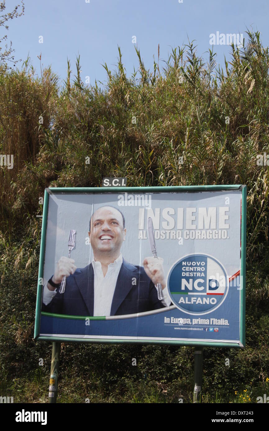 Rome, Italy. 30th March 2014. Political poster for Angelino Alfano's ...