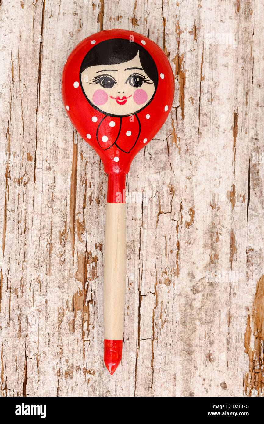 Russian wooden spoons matryoshka Stock Photo - Alamy