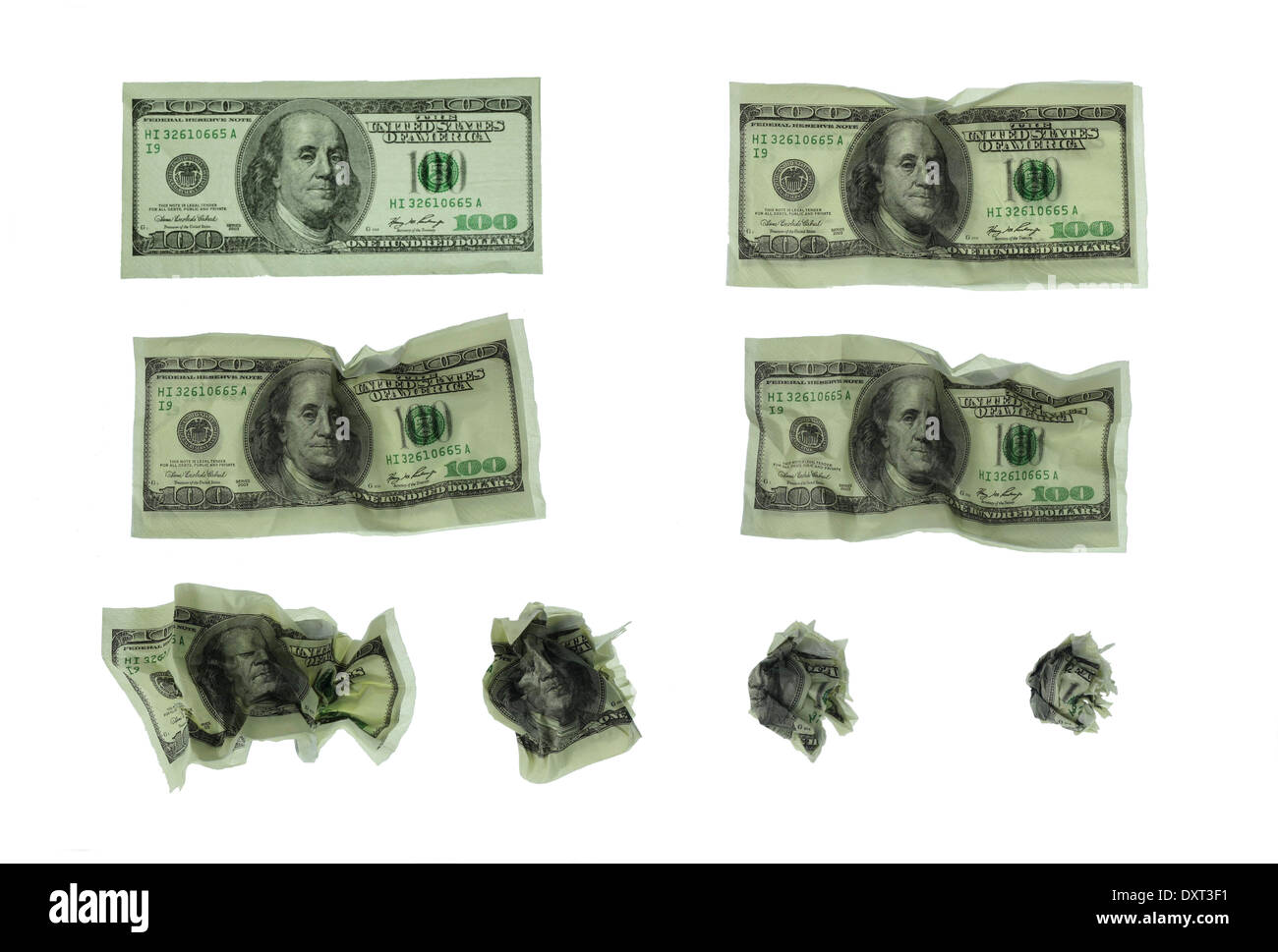 waste paper dollar , money concept isolated over white with clipping ...