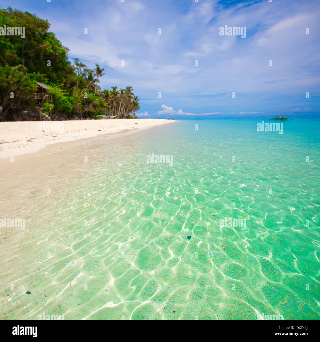 Nobody on beauty white beach with turquoise water and blue sky Stock ...