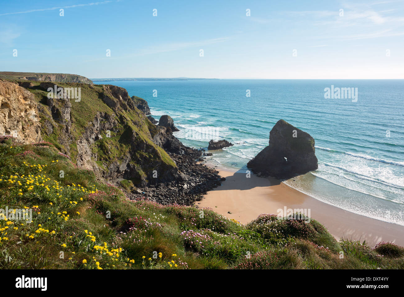 Bedruthan steps in summer hi-res stock photography and images - Alamy