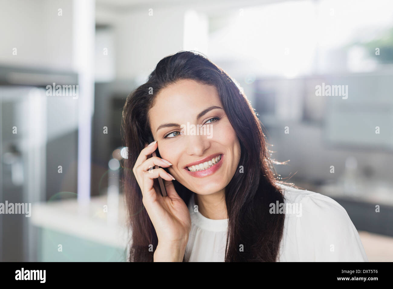 Happy woman enjoying conversation hi-res stock photography and images ...