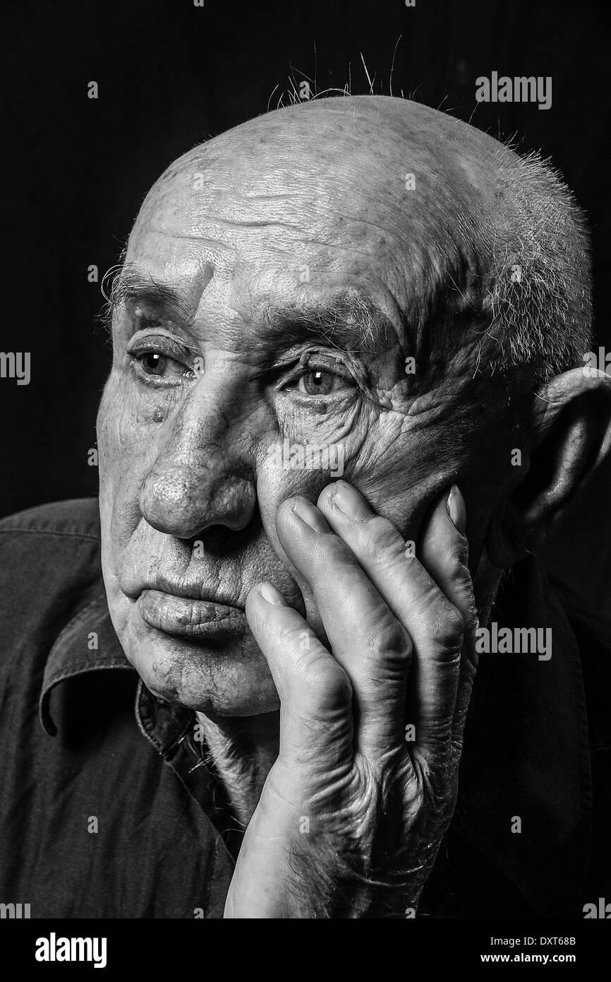 Studio portrait of an old man Stock Photo - Alamy