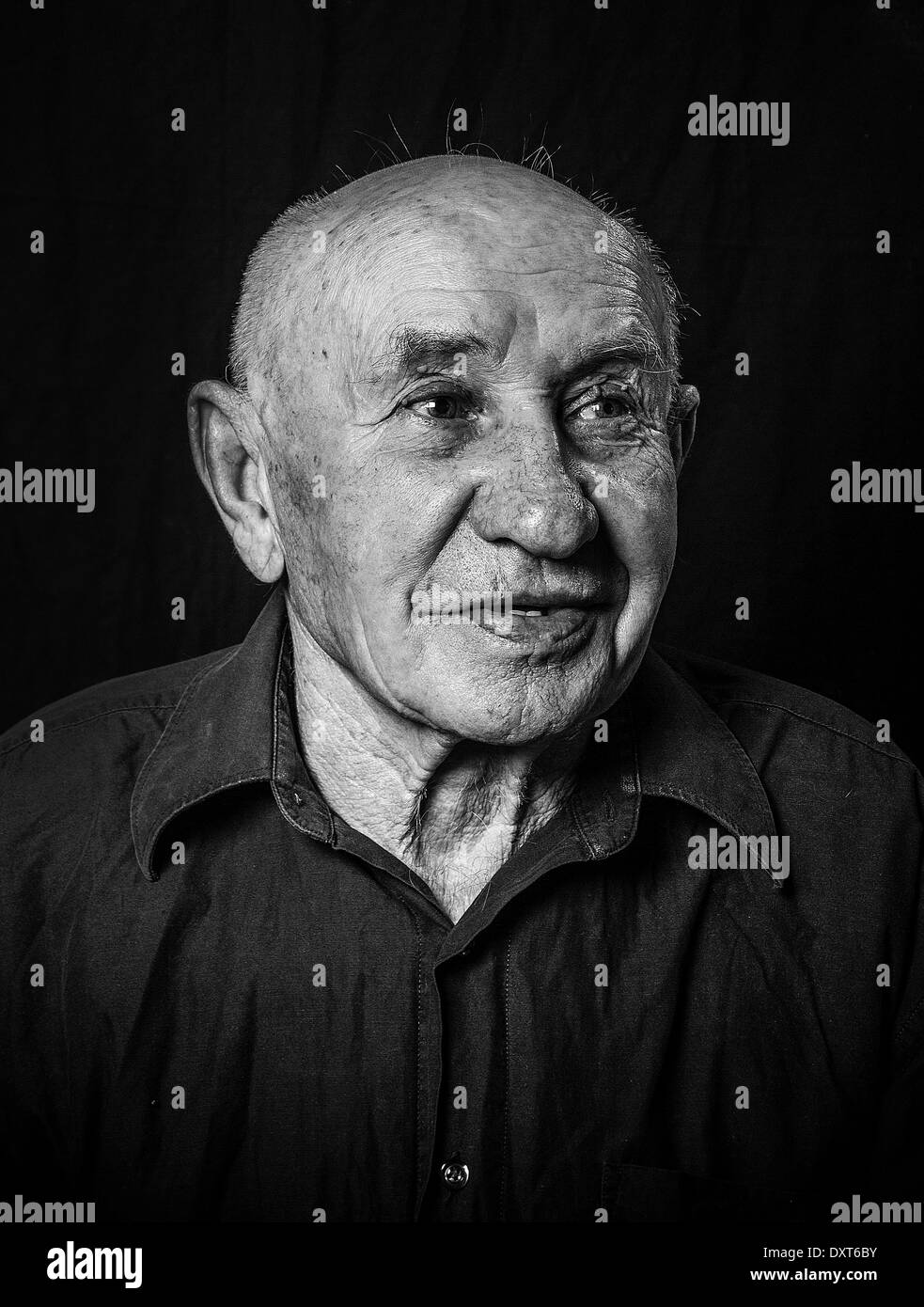 Portrait happy mature unshaven Black and White Stock Photos & Images ...