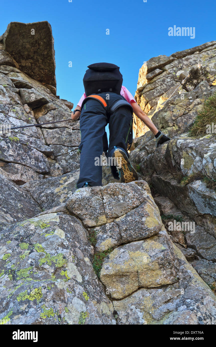 Woman hiking top mount hi-res stock photography and images - Alamy