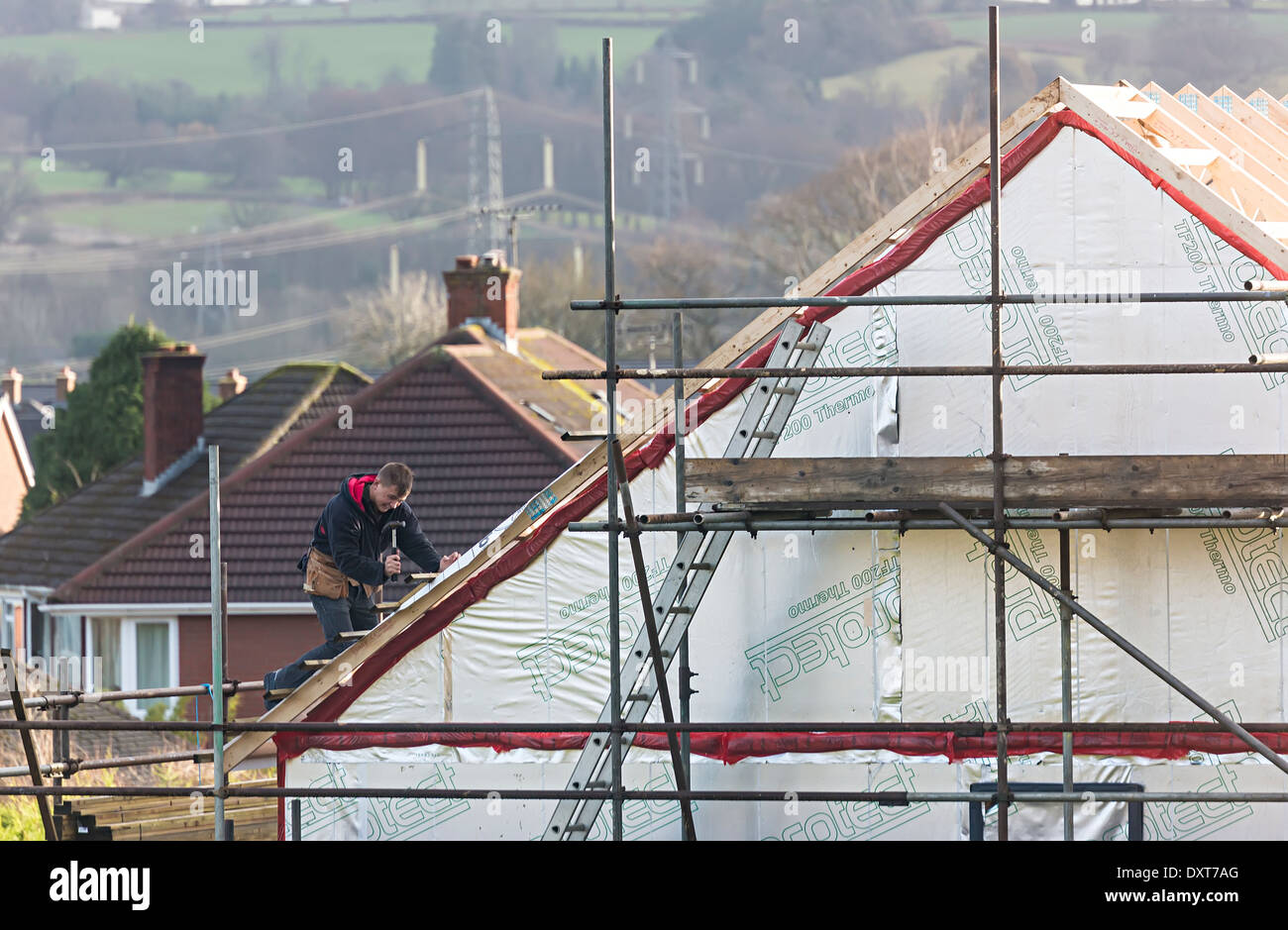 Nailing wooden roof batons hi-res stock photography and images - Alamy