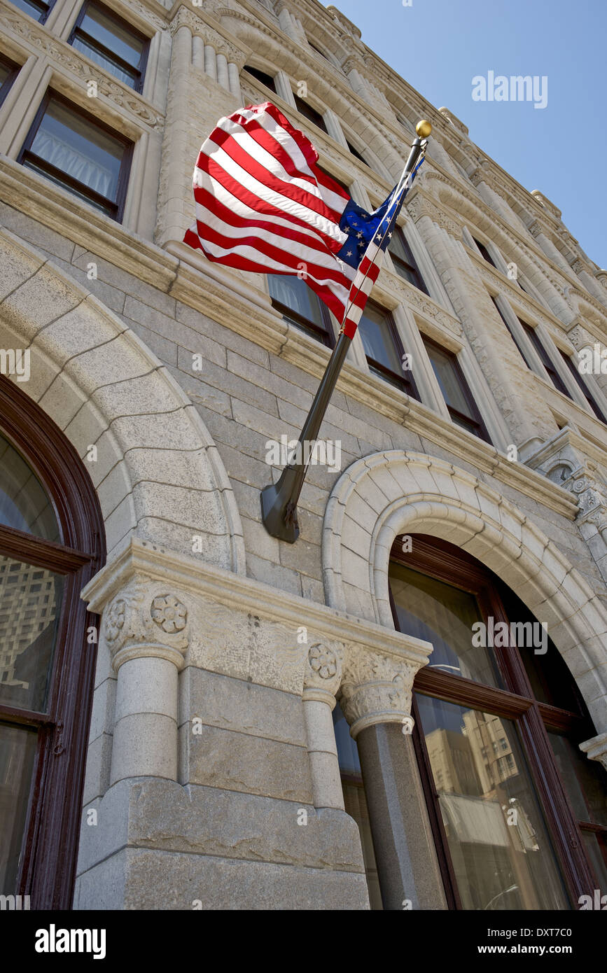 American Flag on the Building. U.S.A. Flag Stock Photo - Alamy