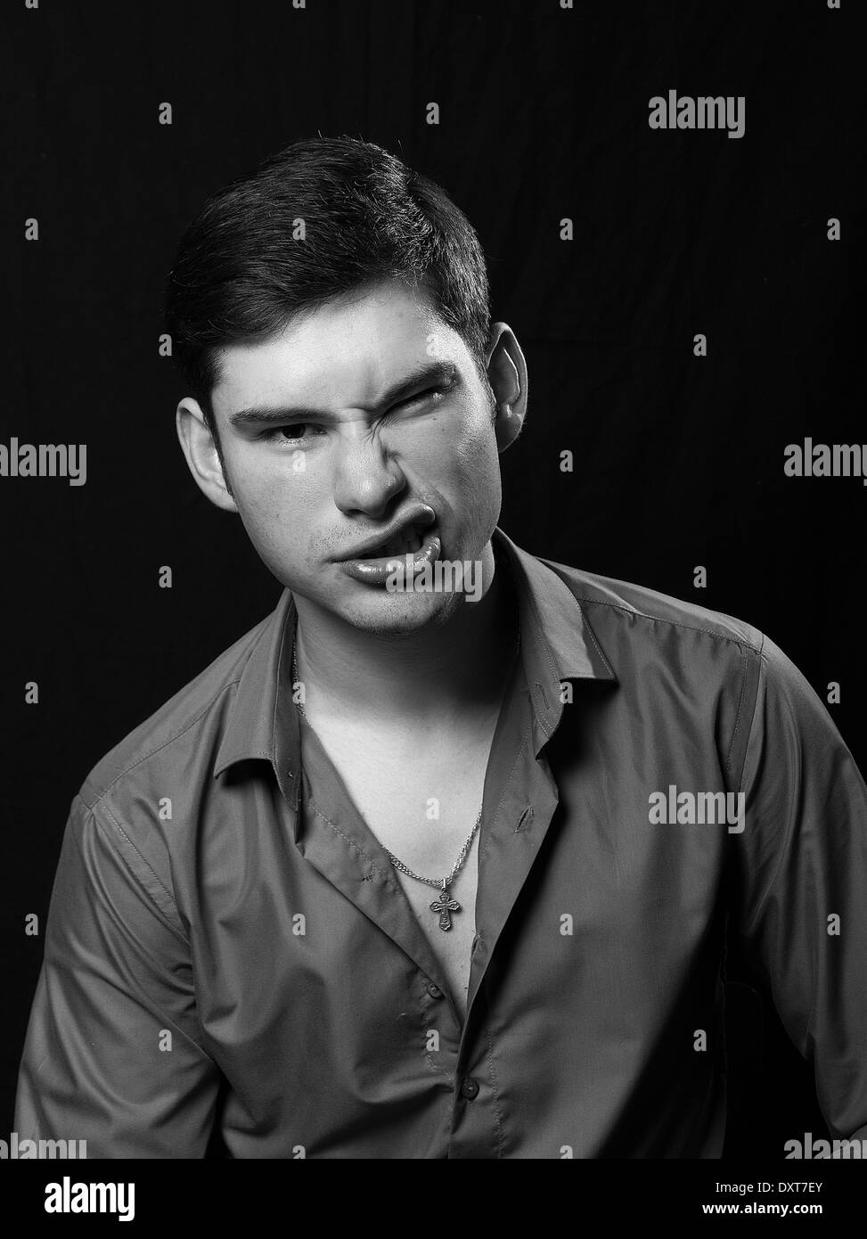 Funny crazy young man Black and White Stock Photos & Images - Alamy