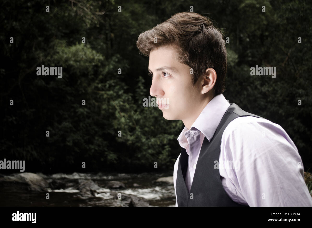 man wearing suit outdoors in the forest Stock Photo - Alamy