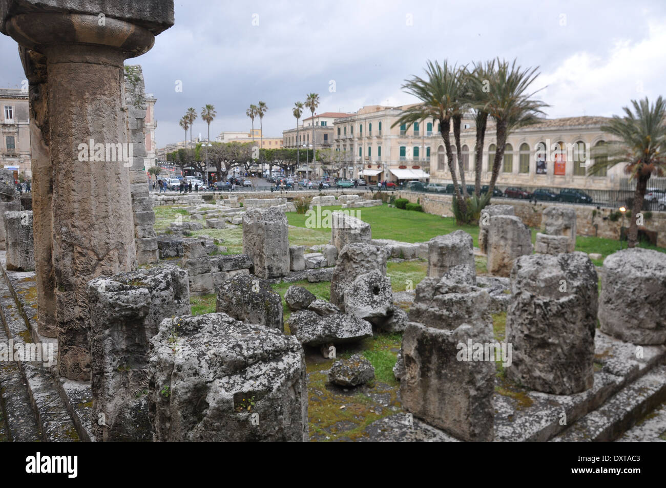 Ancient Greek monument of Temple of Apollo in Syracuse, Sicily Stock ...
