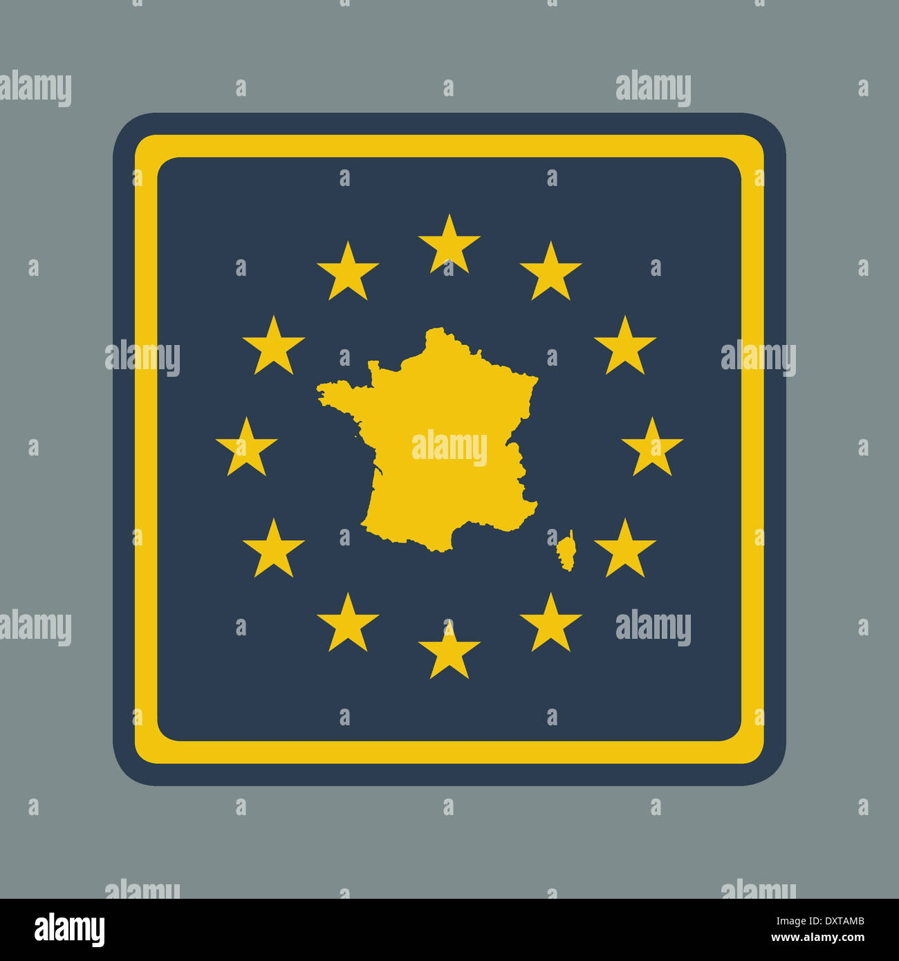 France European flag button in flat responsive web design style ...
