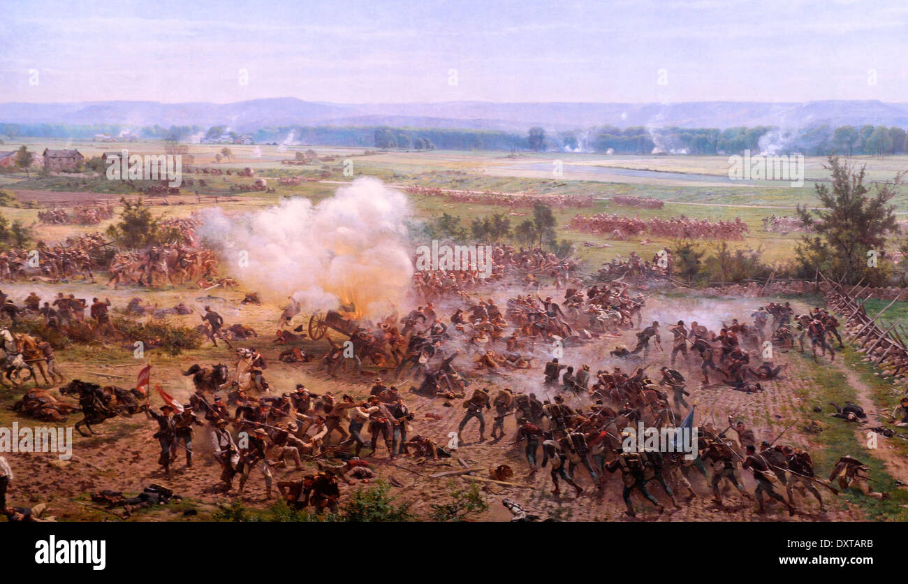 Battle of Gettysburg - USA Civil War - Battle rages as Pickett's charge ...