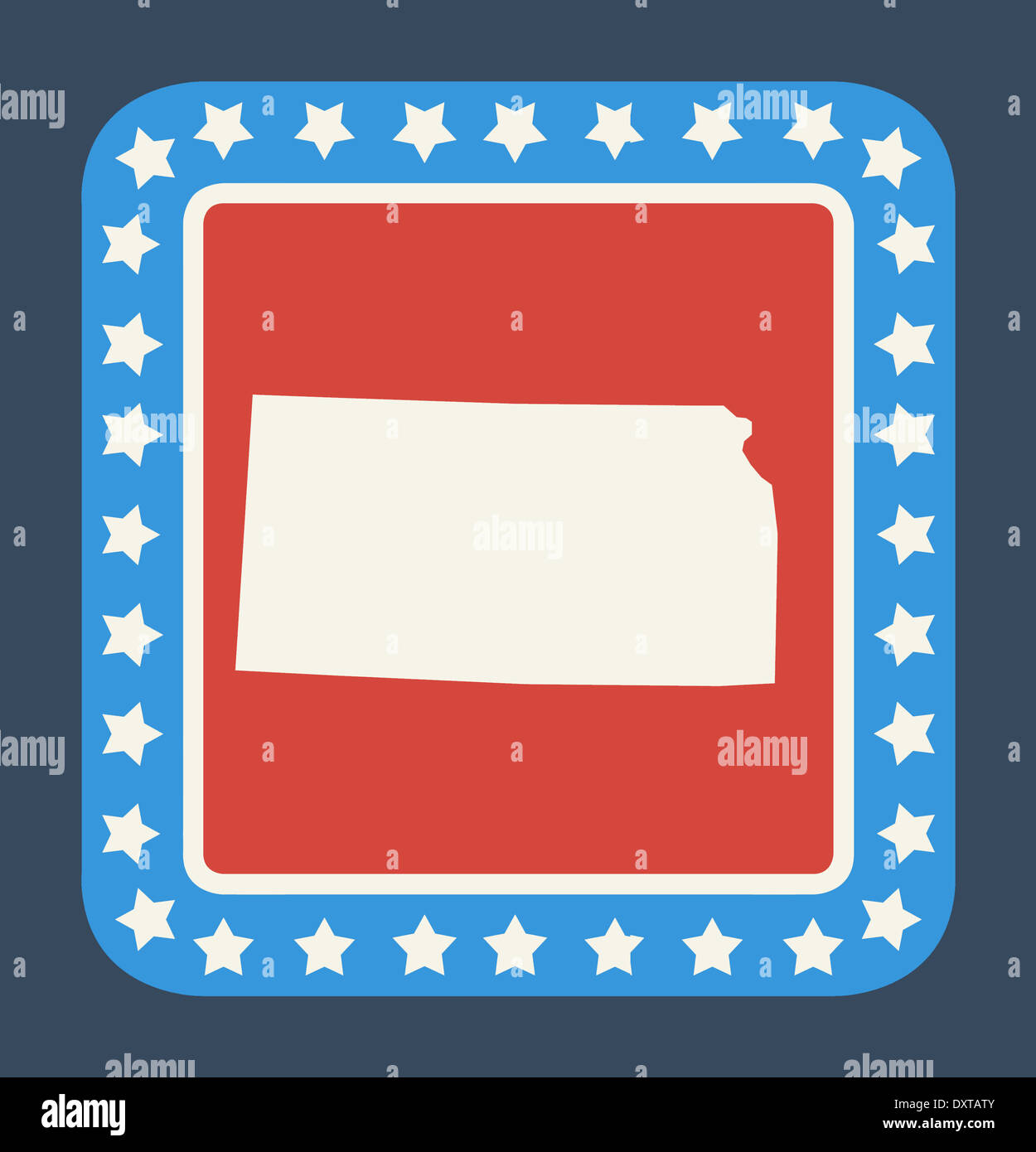 Kansas state button on American flag in flat web design style, isolated ...