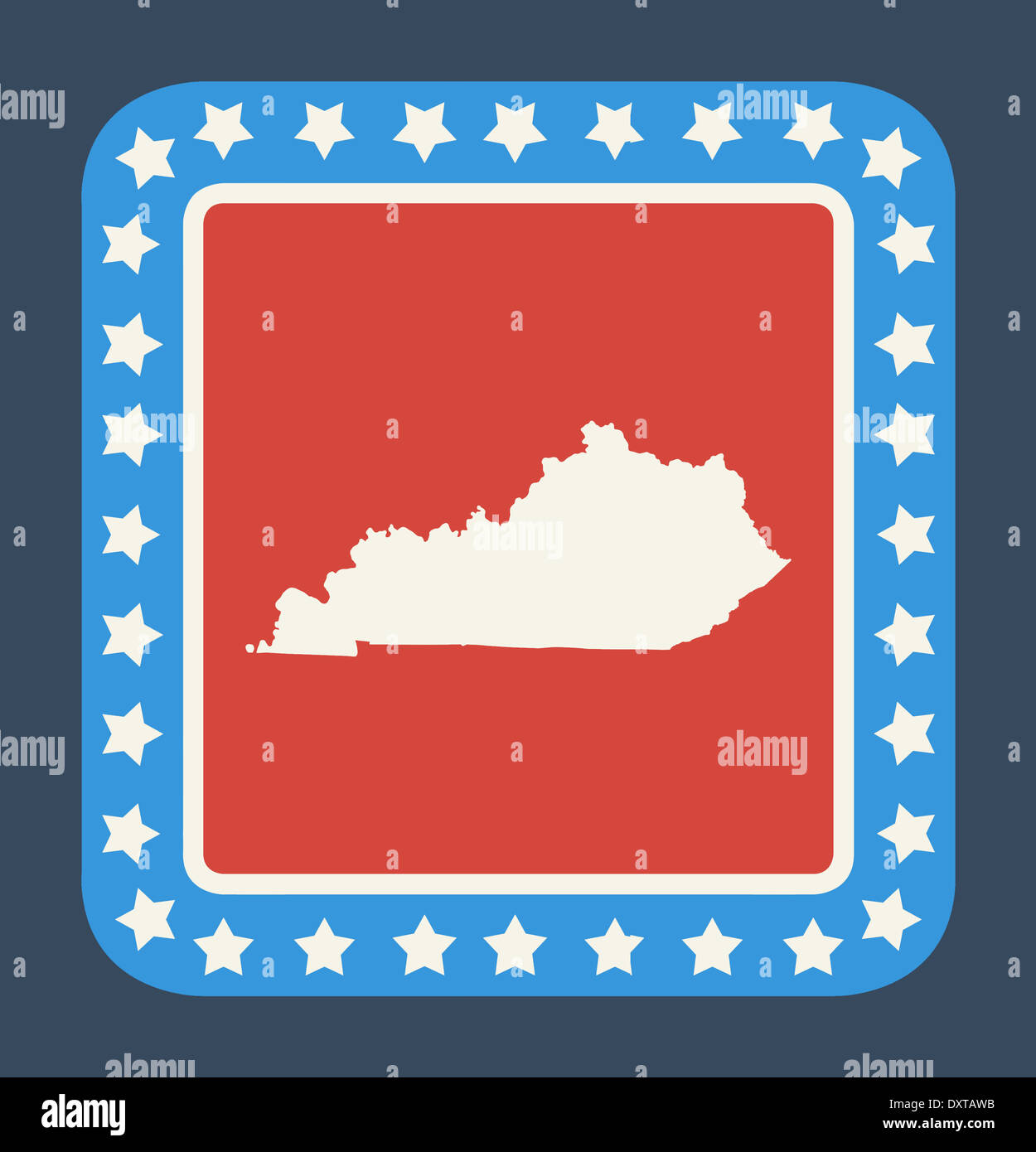 Kentucky state button on American flag in flat web design style ...
